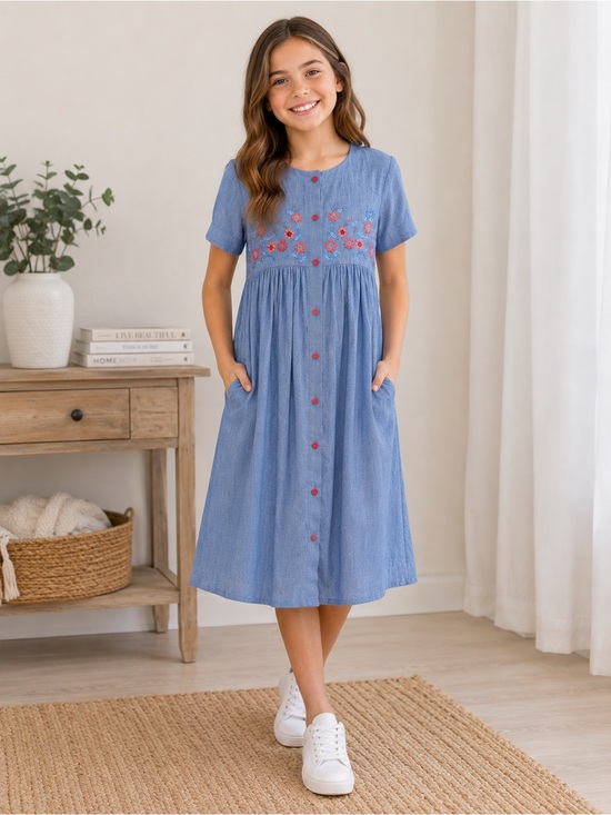 Utsa kids | Dresses | Utsa Kids By Westside Blue Floral Embroidered ...